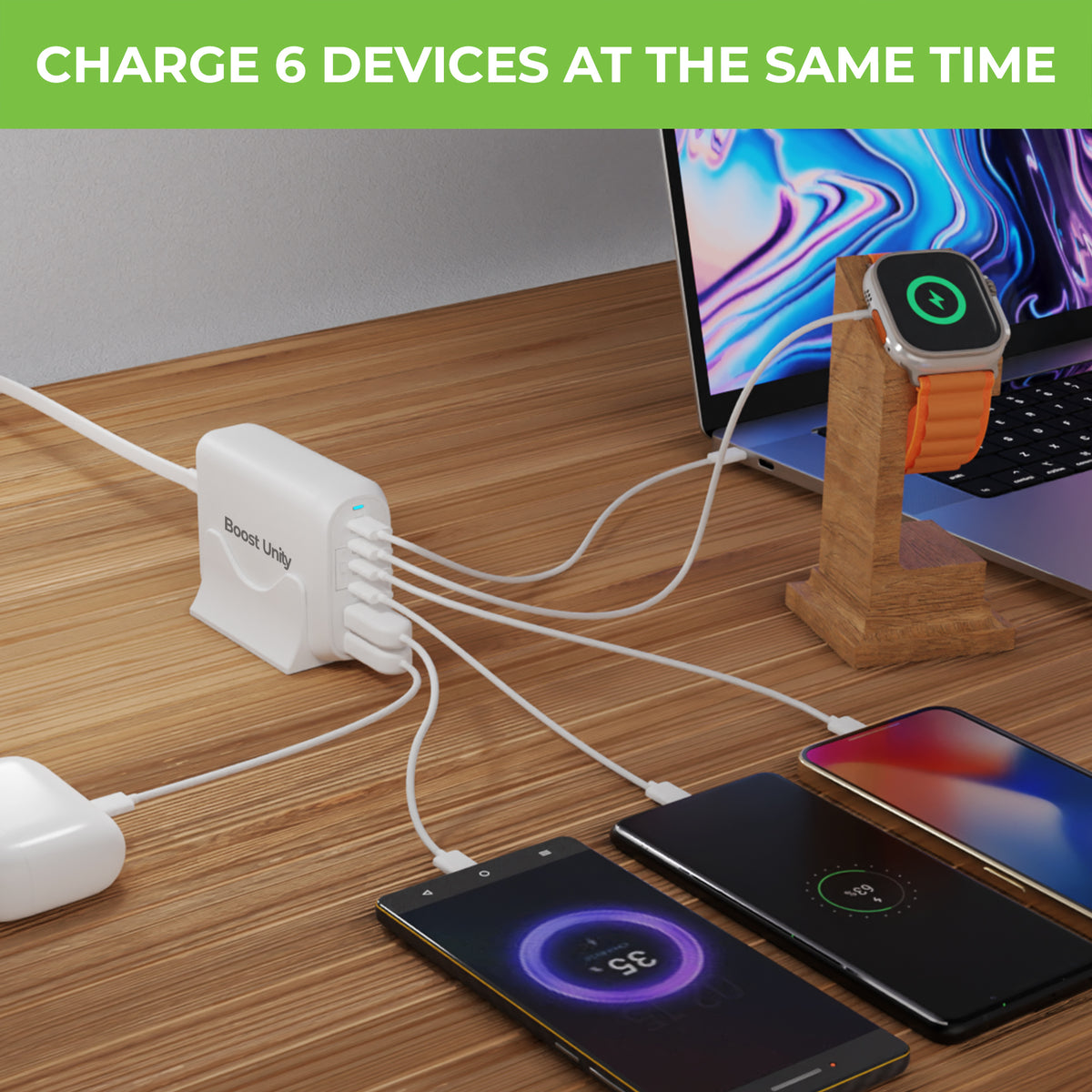 Boost Unity 100 6 USB Port 100W Desktop GaN Charging Station UM1182 – UltraProlink