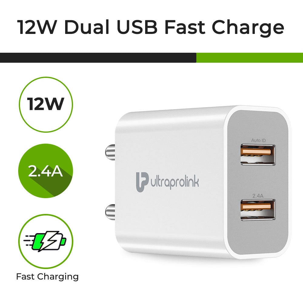 Boost 12W Dual USB Travel Charger + USB Type C cable – UltraProlink