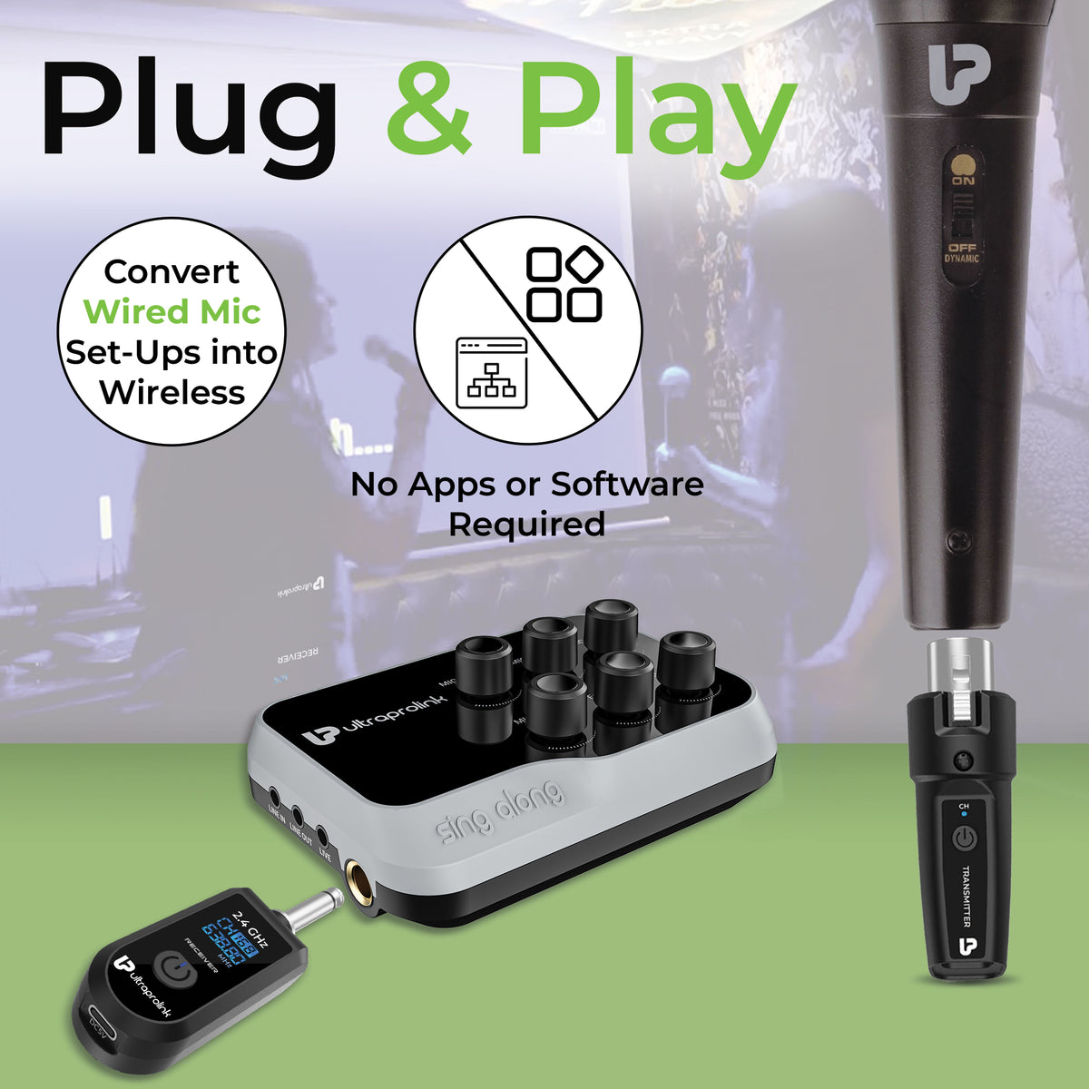 Unplug Convert any Wired Dynamic Mic into a Wireless Mic ( UM1195-1 ...