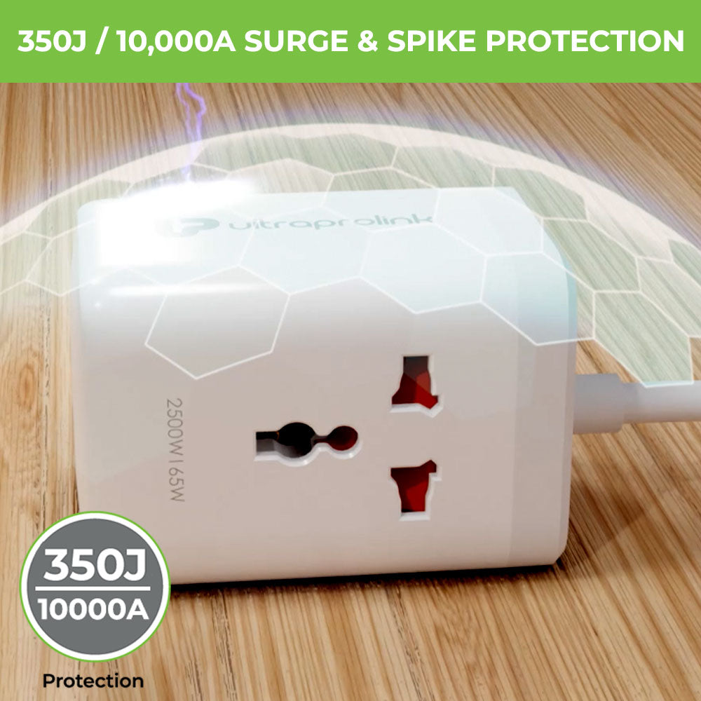 Power Qube 65 2 Socket Surge Protector with 4 USB Ports (65W) UM1165U ...