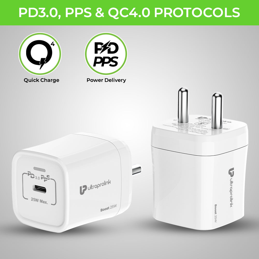 Boost PD25 25W PD-PPS charger with Type C port + PD Cable (1m) UM1137C – UltraProlink