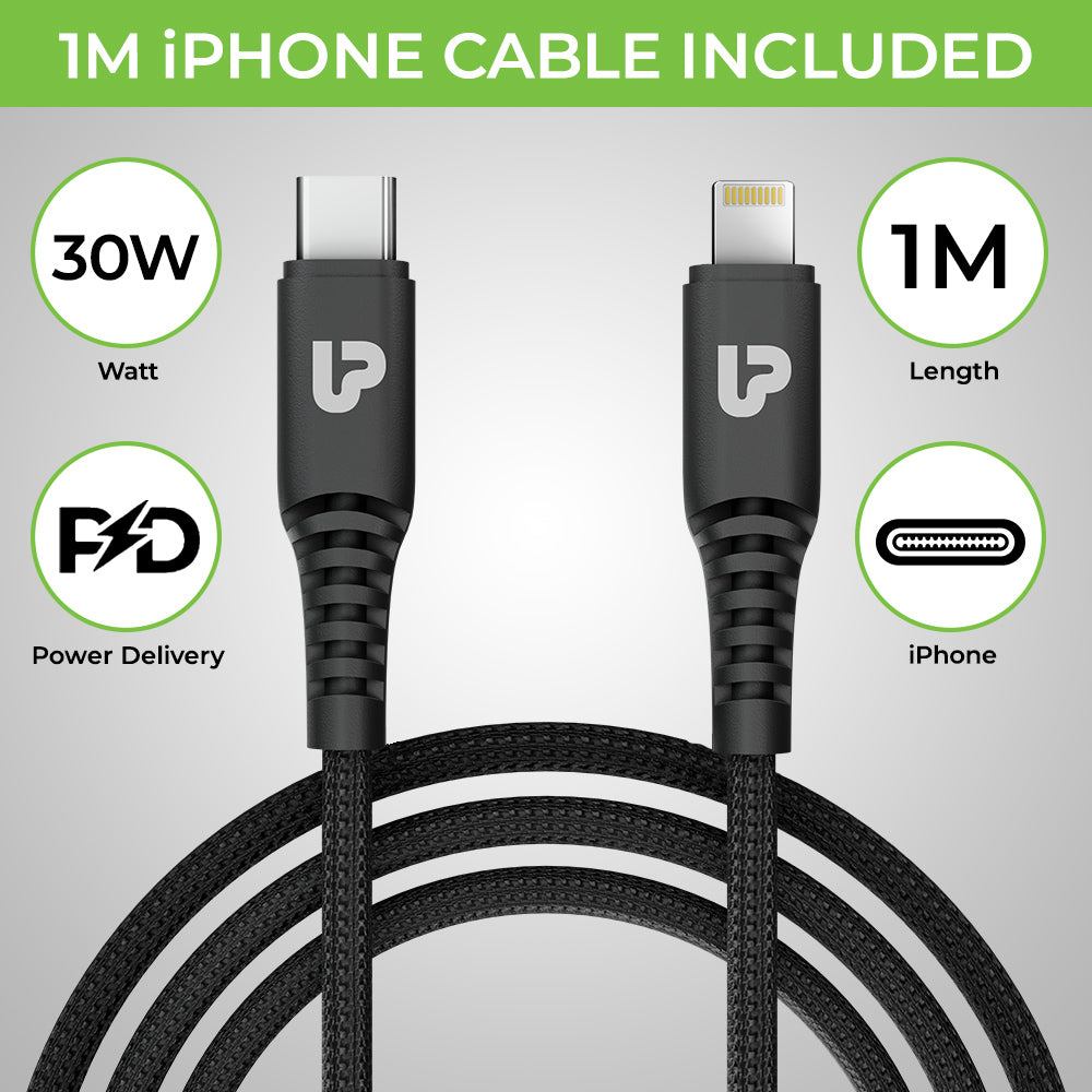 UltraProlink Mach 48 PD/QC3.0/PPS Car Charger (48W) with C2L Cable 1m