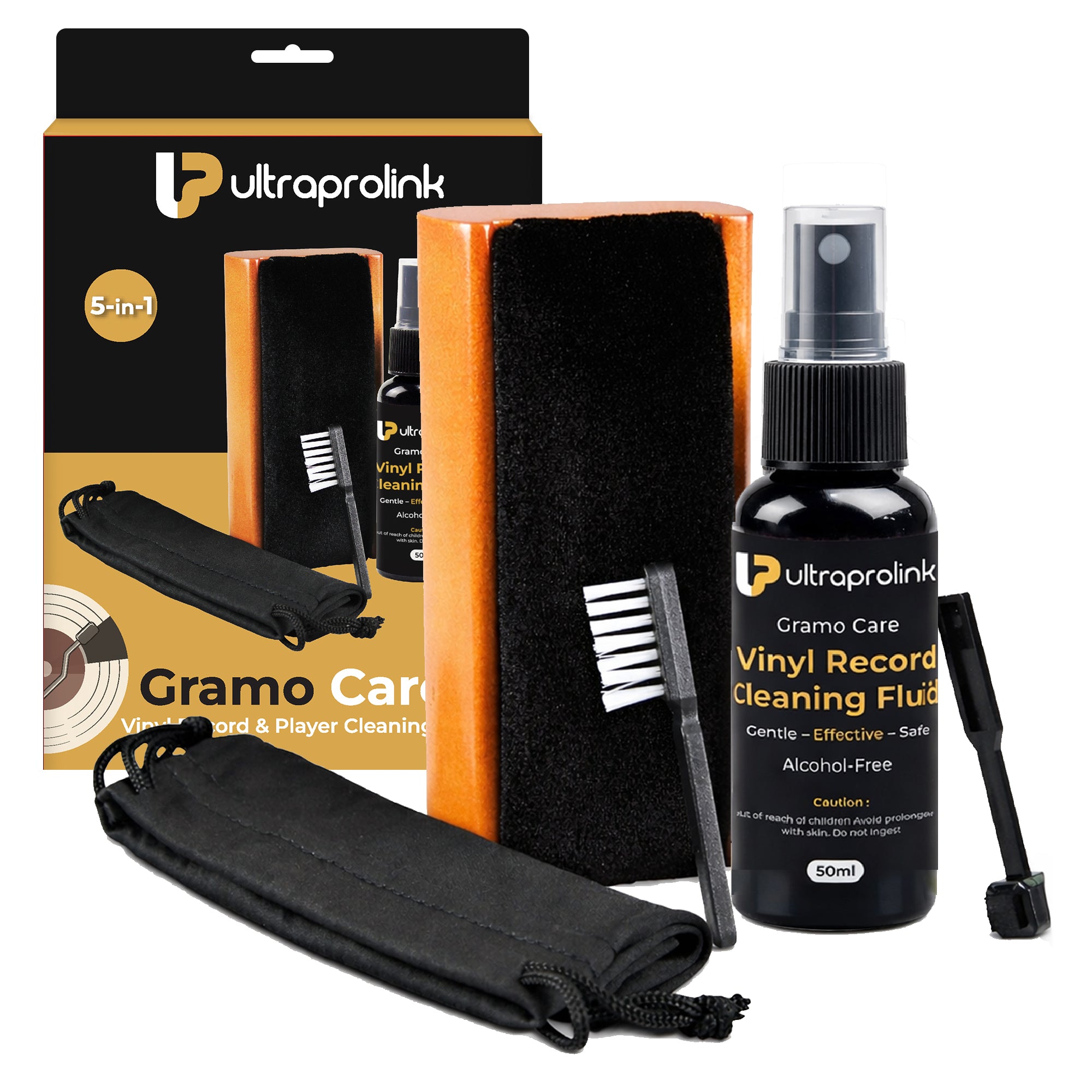 Vinyl Records Care Kit - Vevet brush with wooden handle, 50ml cleaning ...