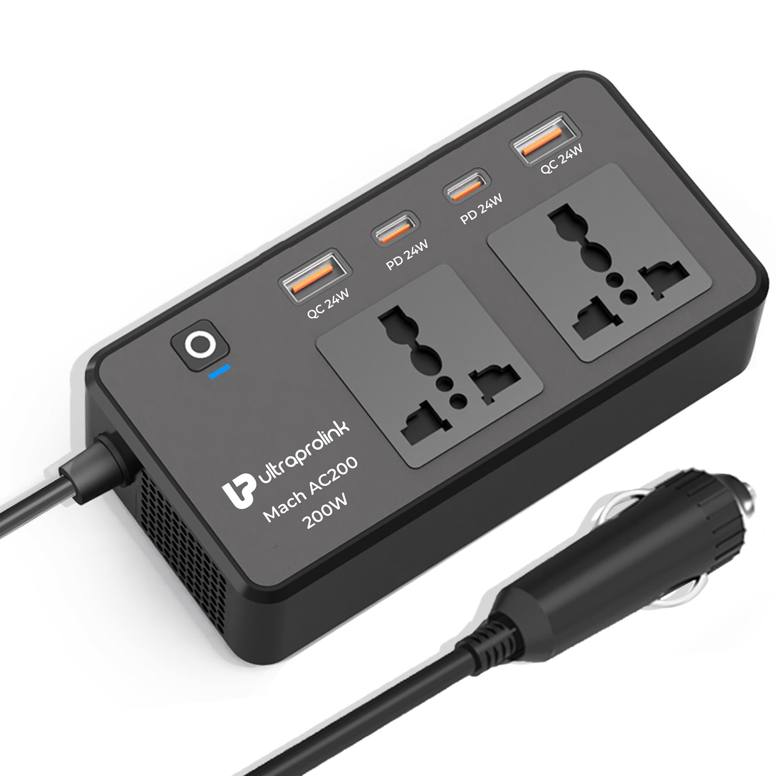 Mach AC 200 6-in-1 Car DC 12V to AC 200W Inverter with 4 port QC-PD US ...