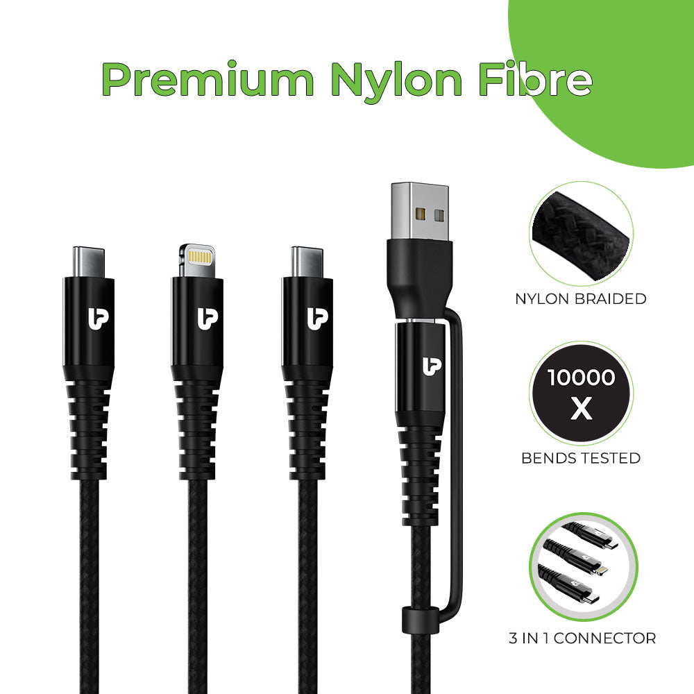 Trio Link+ 18W 3 in 1 Braided Fast Charging Cable UL1142BLK – UltraProlink