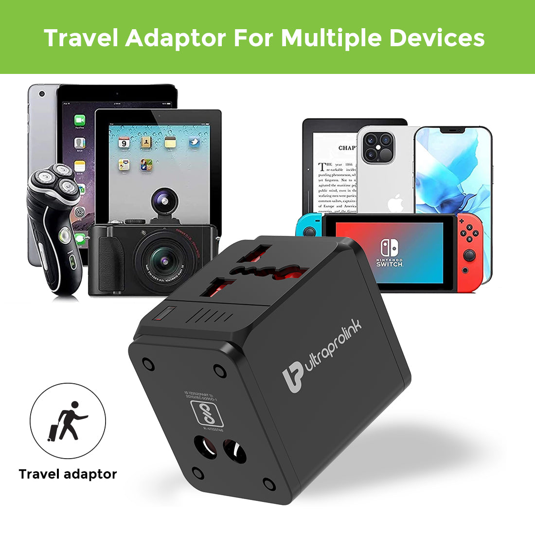World Travel Adapter with Dual USB 2.4A/12W UM1005WTA – UltraProlink