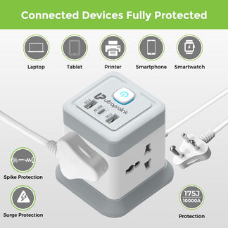 7 in 1 Extension Board Desktop Surge Protector with QC3.0 & 20W Power ...